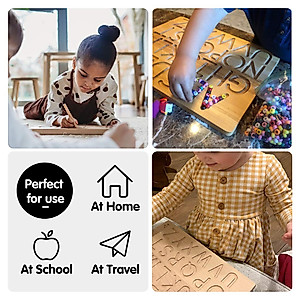 JETM·HH My First Learn to Write Wooden Number Tracing Board Preschool Handwriting Practice for Kids Age 3 4 5 Double-Sided Learning to Write ABC Educational Toy Game Fine Motor Montessori Gift
