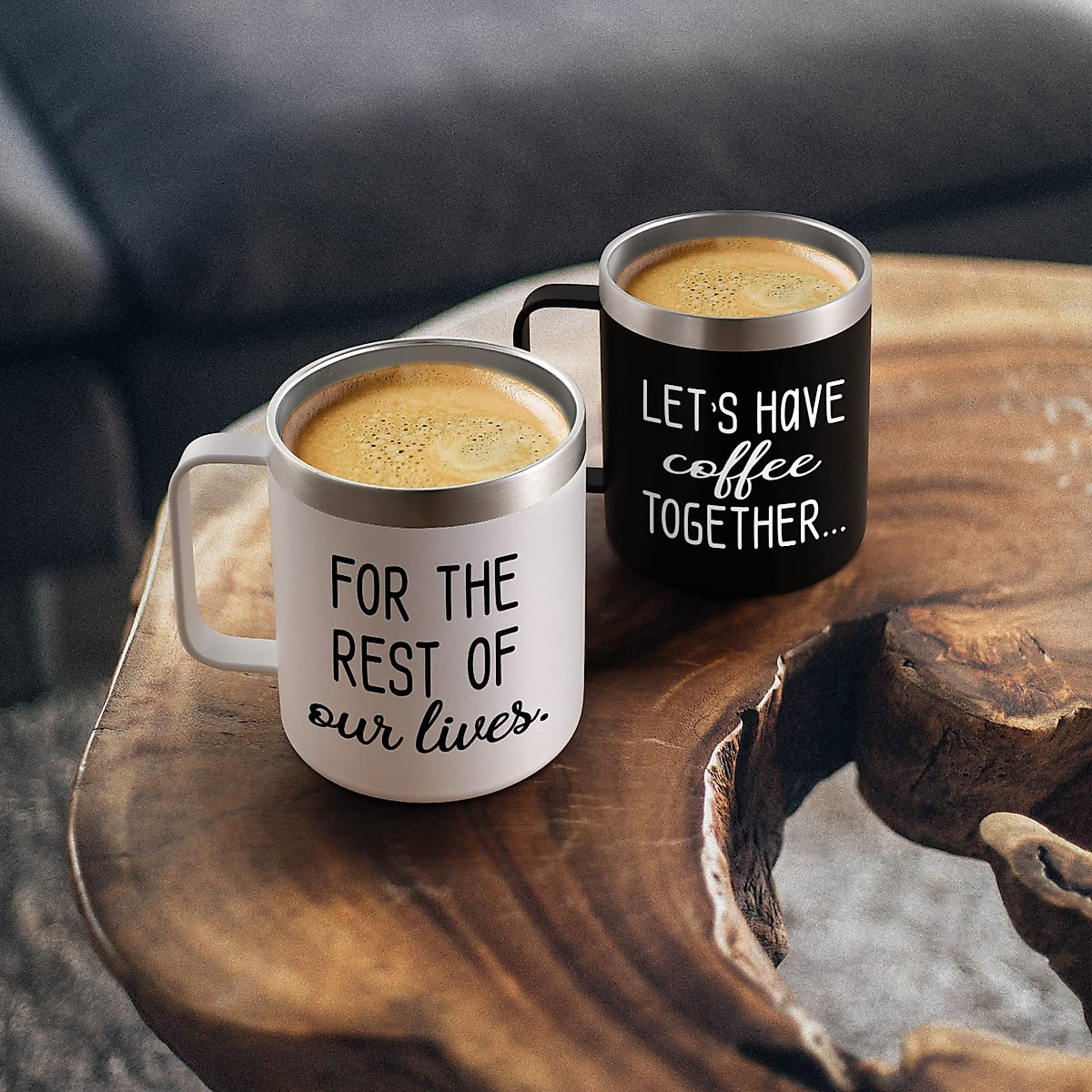 Gingprous Lets Have Coffee Together For The Rest Of Our Lives Insulated Coffee Mug Set, Engagement Wedding Gift for Couple Bridal Shower Gift Mr and Mrs Gift, 12oz Insulated Stainless Steel Travel Mug