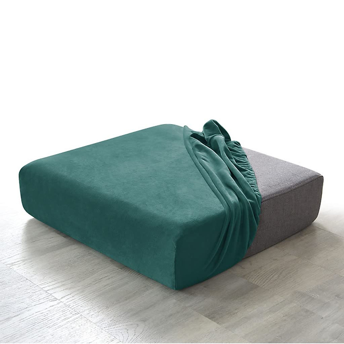 Velvet Couch Cushion Covers for L/U Shape Sofa, Stretch 3 2 1 4 Seat Cover Loveseat Chaise Lounge Sofa Slipcovers Sectional Non-Slip Furniture Protector (Light Blue 3 Seat)