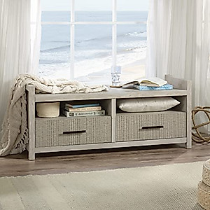 Sauder Pacific View Entryway Bench, L: 48.47" x W: 17.48" x H: 20.16", Chalked Chestnut Finish