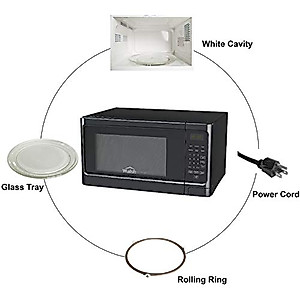 Walsh WSCMS311BK-10 Countertop Microwave Oven, 6 Cooking Programs LED Lighting Push Button, 1.1 Cu.Ft/1000W, Black