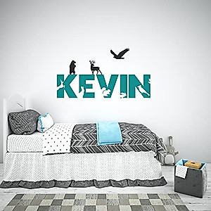 Custom Woodland Animals Wall Name Vinyl Decal, Baby Boy Girl Nursery Room Decor, Name Signs for Kids Room, Personalized Name Decals for Bedroom