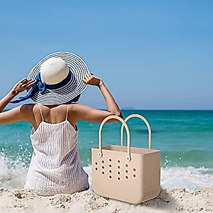 Qinnyo Oversized Rubber Beach Bag Waterproof Washable Tote Sandproof Outdoor Tote Bag Portable Travel Bag for Work Handbag