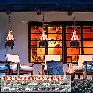 Macarrie 3 Pcs LED Fake Fire Flame Hanging Lamp Decoration 110v 3D Artificial Flickering Flame Campfire Realistic Flame Hanging Cauldron Light Decor for Halloween Christmas Party Festival Night Clubs