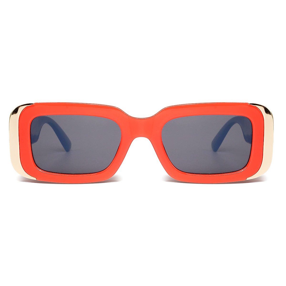 Freckles Mark Rectangle Retro Sunglasses for Men Women Vintage Square Glasses Disco Accessories (Red/Green)