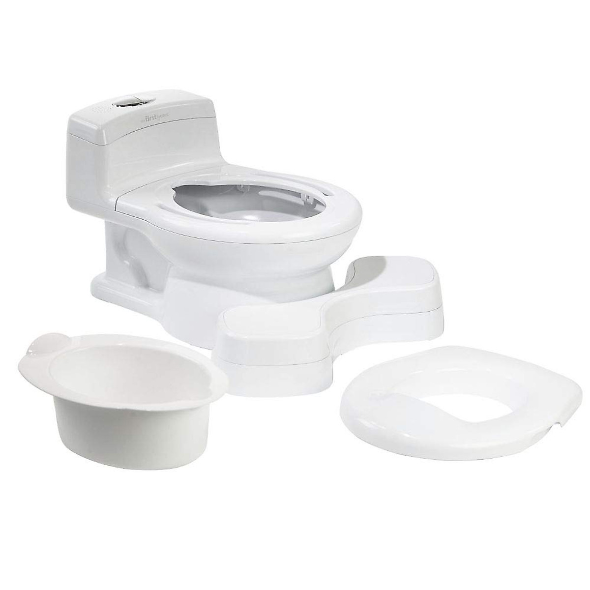 The First Years Super Pooper Potty Training Toilet Plus Potty Seat with Foot Rest — White — 2-in-1 Toddler Toilet Seat and Potty Chair