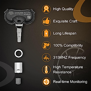 HQPASFY Tire Pressure Sensor 315MHz TPMS 4PCS Compatible with 07-18 Toyota Sequoia Tundra 06-19 Sienna Replaces# 42607-0C070, 42607-08010, 42607-0C050