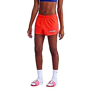 Champion Women's 3.5" Practice Short (Retired Colors), Poppy Orange Block Drop Shadow Script, XX-Large