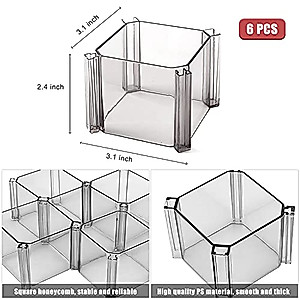 ORIJOYNA 6 Pack Adjustable Drawer Divider Organizer,Free Assembled Grid Honeycomb Separator Storage Boxes closet for Underwear,Socks,Ties,Belts,Scarves, Cosmetics, Table Decoration