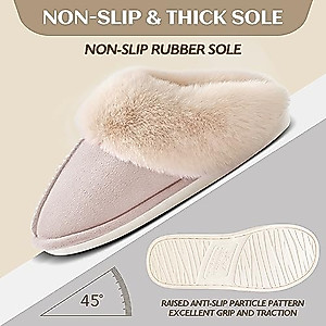 SOSUSHOE Womens Slippers Memory Foam Slippers Fluffy Slippers Warm Soft House Slippers for Women Non-Slip Indoor Outdoor,Beige