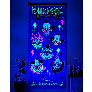 Spirit Halloween Killer Klowns from Outer Space Glow in The Dark Wall Panel Decoration | Officially Licensed | Home Décor