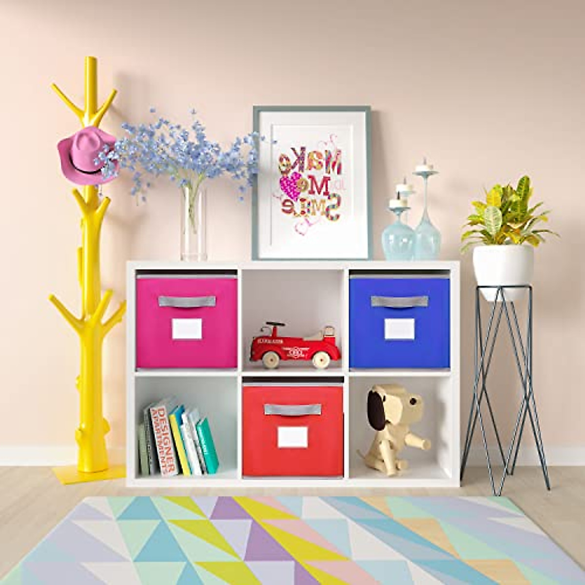 JNCHOICE Storage Cubes 2 Packs Folding Thicker Fabric Storage Bins Basket for Closet Shelf Cabinet Bookcase - Pink