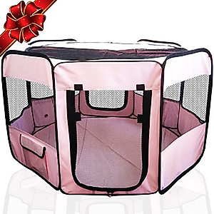 Portable Pet Playpen 45 * 45 * 22" Premium Large Size Puppy Kennel - Best for Small and Medium Size Dogs and Cats - Simple Folding Design for Easy Storage