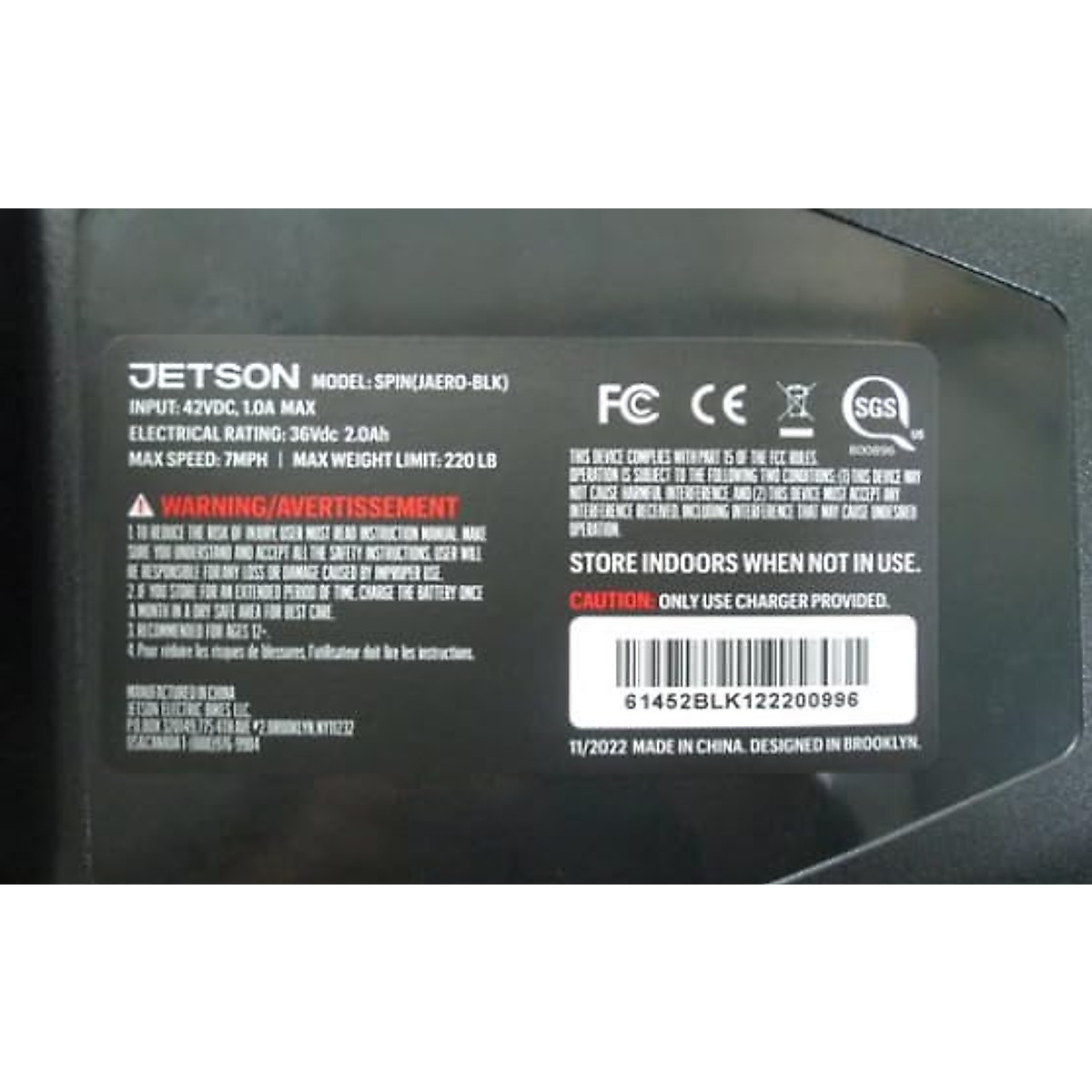 Jetson Spin All Terrain Hoverboard with LED Lights, Self-Balancing Hoverboard with Active Balance Technology, Range of Up to 7 Miles, Ages 13+, Black, JAERO-BLK