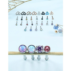 Goerhsjie Nose Rings Studs Piercings Jewelry for Women Men Surgical Steel 20g Straight Bone Shape Bar 2mm Dainty 20 Gauge Hypoallergenic Opal Nostril Aretes para La Nariz