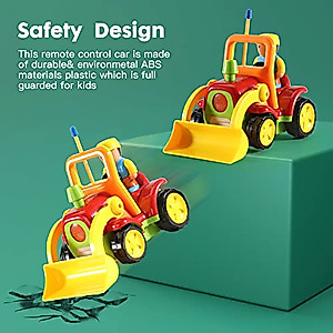 LOVE LIFE Cartoon RC Construction Car with Lights and Music Electric Radio Control Toy Remote Control Car for Babies Kids Toddlers Boys Girls