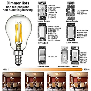 LiteHistory E12 led Bulb dimmable 6W Equal e12 Candelabra Bulb 60 watt A15 LED Bulb for Ceiling Fan,Chandeliers,Wall sconces Warm White 2700K 600LM AC120V Clear 6Pack