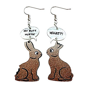 Bunny Conversation Earrings Acrylic Earrings Easter Cute Bunny Earrings, 1 Pair of Earrings for Women Girls