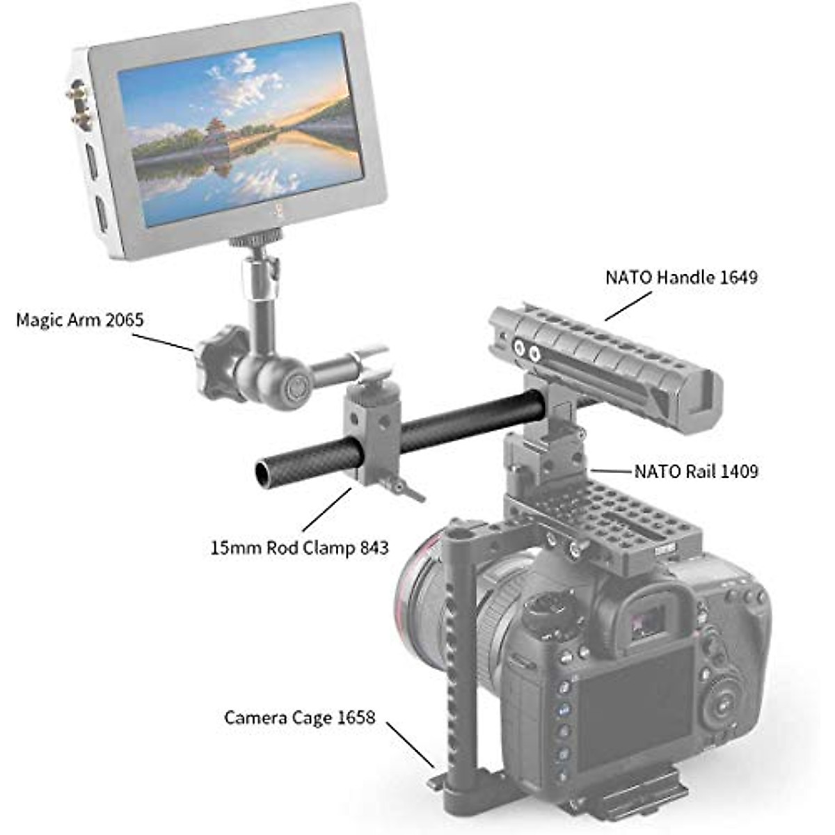 SmallRig 15mm Carbon Fiber Rods (9 Inch) for 15mm Rod Rail Support System, LCD Mount, Shoulder Pad, Lens Support, 15mm Follow Focus - 1690