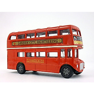 London Double Decker Bus , Red - Motormax 76002 - 4.75" Diecast Model Toy Car