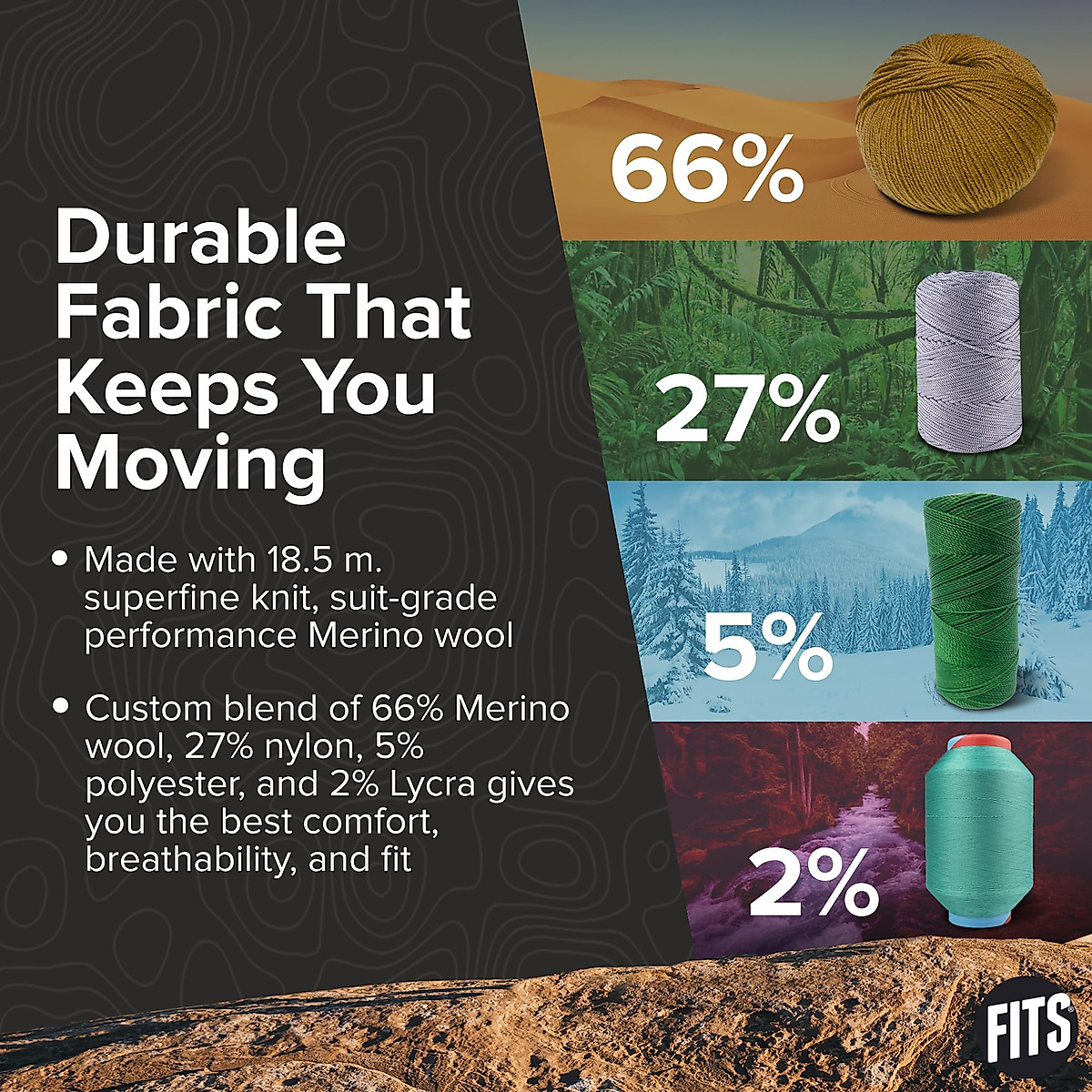 FITS Ultra Light Runner Sock for Men and Women, Made with Fine Merino Wool, Breathable, Lightweight, No Show Running Sock, Stormy Weather, Medium