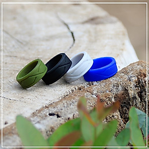 Rinfit Silicone Rings for Men - Silicone Wedding Bands Sets for Him - 4Love Collection Rubber Wedding Rings - Patented Design - SetP, Size 11