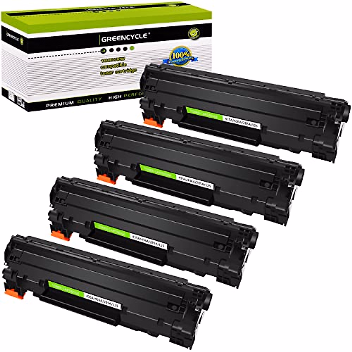 greencycle High Yield Compatible 85A CE285A Toner Cartridge for HP Laserjet Pro P1100 P1102 P1102W P1102WHP M1132 M1210 M1130 M1212NF M1217NFW (Black, 4 Pack)