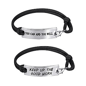 SATINIOR 20 Pieces Inspirational Message Leather Bracelets Motivational Quotes Adjustable Bangle Bracelets for Women (Encouraging Style)(SATINIOR-K-Inspirational Bangle-41)