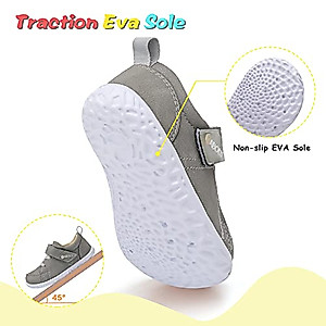 QFH Unisex Baby Shoes Boys Girls Sneakers Infant Slip On First Walking Shoes Toddler Casual Star Sneaker Crib Shoes Grey 7.5-8 Toddler