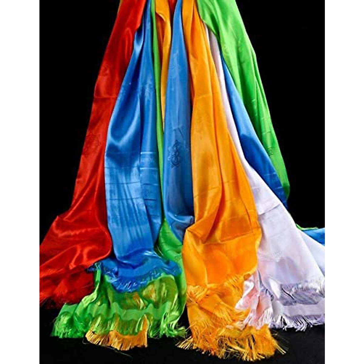 5pcs 235cm 93in Tibetan Traditional Khata Eight Auspicious Good Luck Scarf