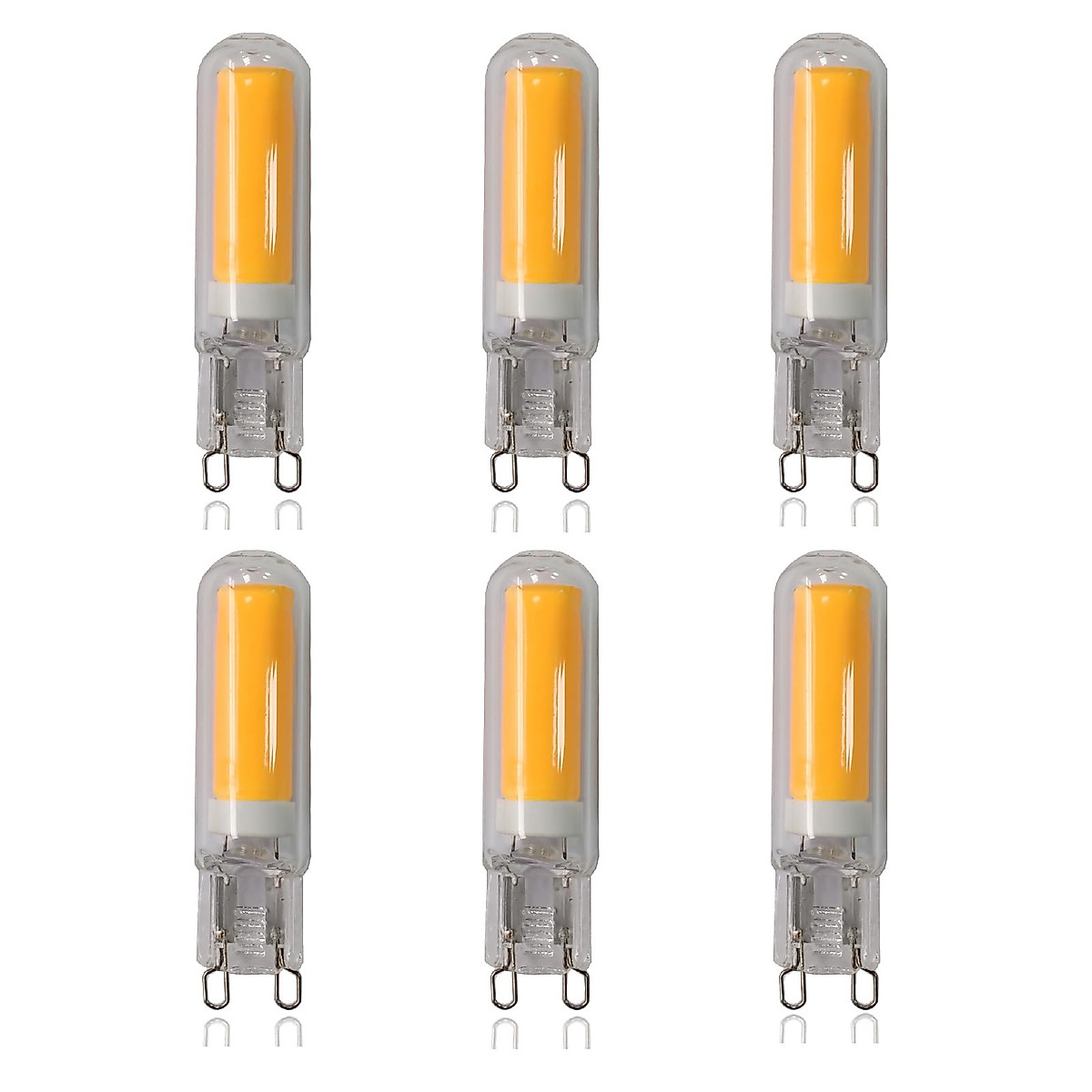 Doodays G9 LED COB Bulb Dimmable 3.5W, 410lm(40W T4 G9 Halogen Equivalent),2700K Soft Warm White, 120V, No Flicker, Chandelier Light Bulb Replacement(6 Pack)