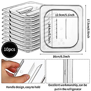 10 Pack 1/6 Size Clear Food Pan Lids Polycarbonate Universal Handled Food Pan Lid plastic Pan Lid with Handle Restaurant Commercial Hotel Food Pan Cover 6.9 x 6.3 Inch for Food Fruits Vegetables
