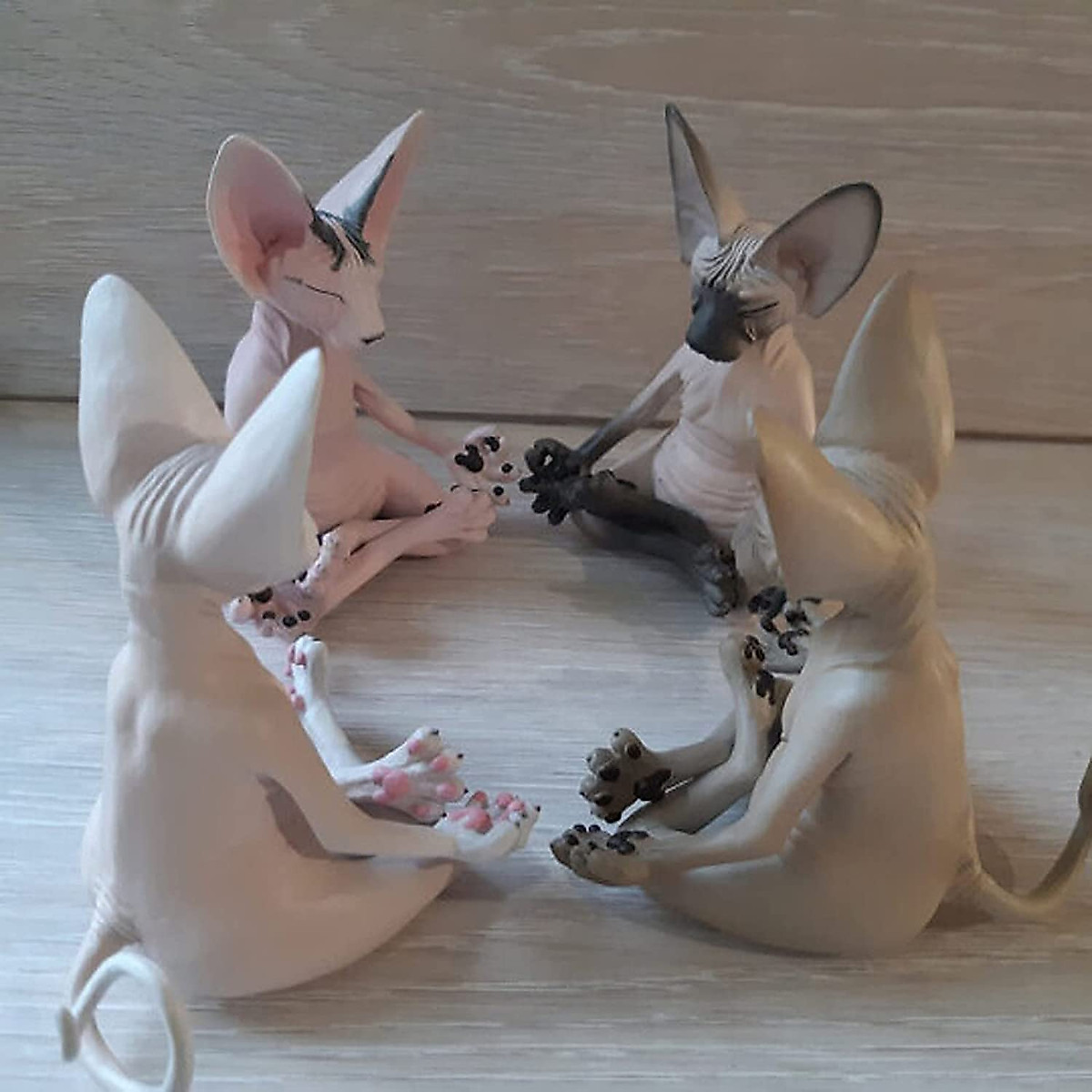 HowLoo Cat Statue Sphynx Cat Meditate Collectible Figurines Miniature Handmade Decor Yoga Relaxed Pose Meditation Cat Statue for Home Office Lover Gifts for Women Cat Desk Decoration (C)…