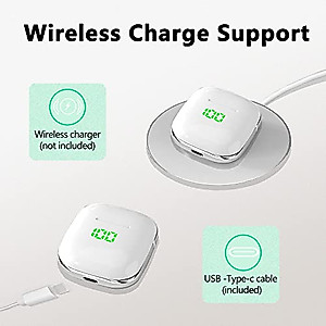 True Wireless Earbuds,Bluetooth Headphones 30H Playback Digital Power Display,Earphones with Wireless Charging Case,Ear Buds with Mic for iPhone Airpods Android White