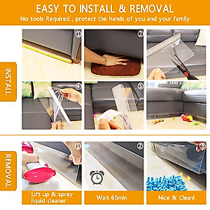 8-Pack Toy Blocker, QIYIHOME Gap Bumper for Under Furniture, BPA Free Safe PVC with Strong Adhesive, Stop Things Going Under Sofa Couch or Bed, Easy to Install