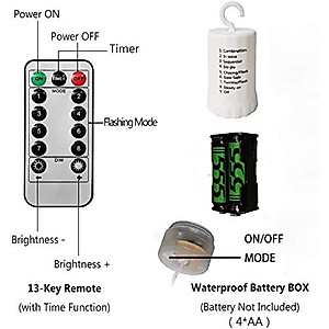 PXBNIUYA 200LED Hanging Sphere Lights, Battery Operated Starburst Lights, 8 Modes Dimmable Remote Control, Waterproof Fairy Lights, Copper Wire Lights for Indoor Outdoor Christmas Decor (Warm White)