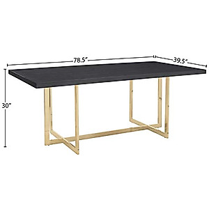 Meridian Furniture Elle Collection Modern | Contemporary Wood Veneer Top Dining Table with Durable Stainless Steel Base, 78" W x 39" D x 30" H