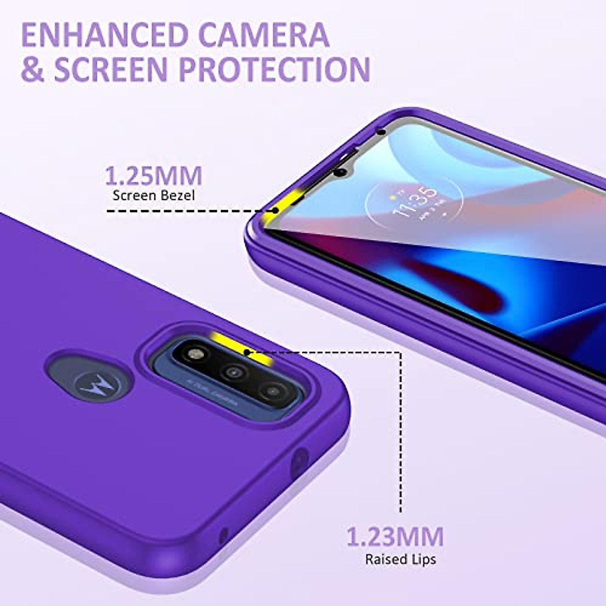 PUJUE for Motorola Moto-G Pure Phone Case: G Play 2023 | G Power 2022 Silicone Matte Case 360 Full Protection - Rugged Bumper Shockproof Drop Protective TPU Cell Phone Cover Woman Men (Purple)
