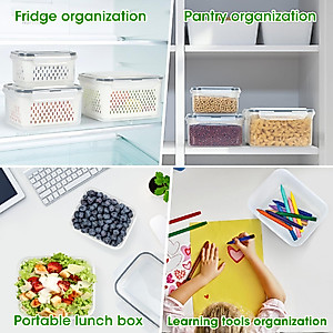 TBMax Fruit Storage Containers for Fridge - 3 Pack Large Produce Saver Containers Fridge Organizers with Airtight Lid & Colander, Vegetable Storage Lettuce Keepers Berry Containers for Refrigerator
