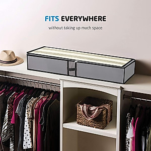 ZOBER Under Bed Storage Containers - Pack of 2 Clothes Storage Bins with Handles and Clear Window - Closet Organizer and Shoe Storage Bags for Bedroom, Dorm & Closet - 42 x 18 x 6 Inches, Black