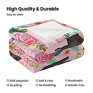 Horse Blanket Gift for Girls Women Cute Animal Horses Flowers Fleece Flannel Throw Blankets Soft Lightweight Plush Pink Blanket for Horse Lovers Decor Bed Sofa 50"x40"
