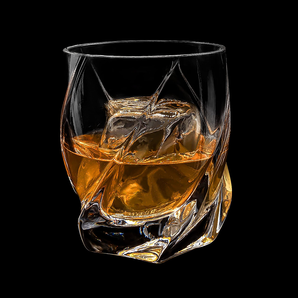 JAMES BENTLEY Glass Vride Heavy Tumbler – Elevate your Drinking Experience with our Whiskey Set of 2 Hand Blown, Double Wall Glass Tumbler (9.5oz) with Ice Mold Tray - Whiskey Glasses for Men