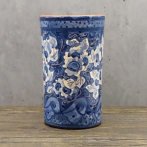 Hand Painted Portuguese Pottery Blue and White Kitchen Utensil Holder Blue White 255-355-455-BW Blue and White Ceramic Utensil Holder