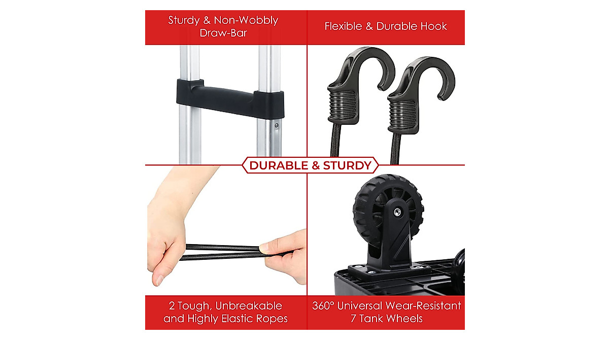 Subron Folding Hand Truck - 600lbs Heavy Duty Utility Cart