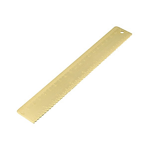 HEVSTIL 20CM Brass Ruler,Thicken Copper Ruler Straight Brass Ruler Copper Straight Ruler Wave Edge Math Ruler for Line Drawing,Gold
