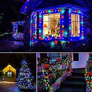 HUGSVIK C6 Solar Christmas Lights Outdoor Waterproof, 21Ft 50LED Strawberry C6 Christmas Lights Colored, 8 Modes Solar Powered Christmas Lights for Christmas Tree Wreath Garland Garden Patio