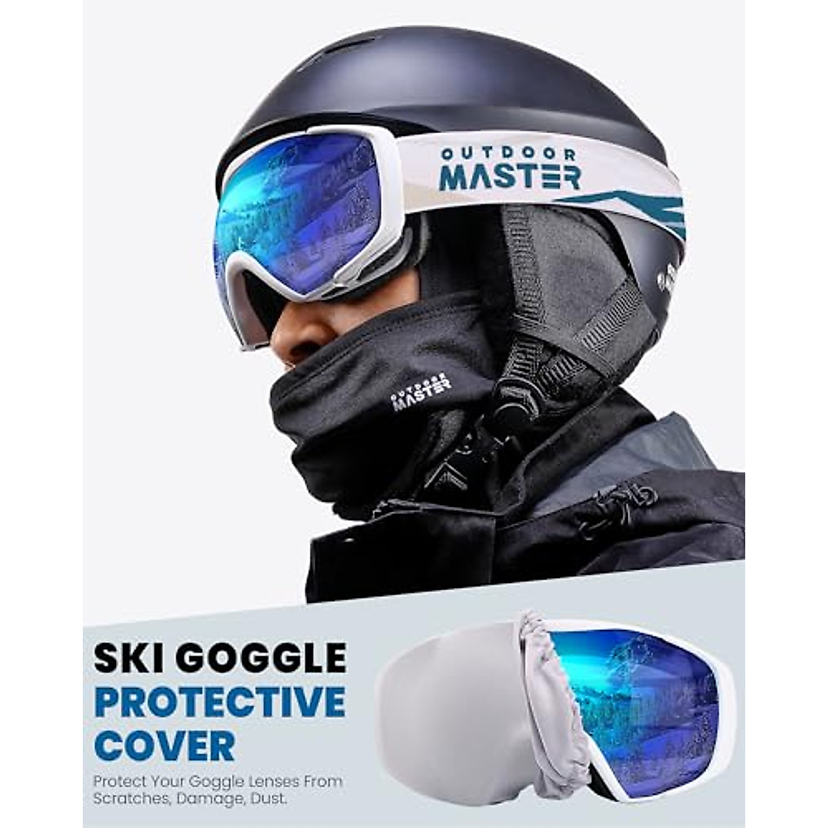 OutdoorMaster Ski Goggles with Cover Snowboard Snow Goggles OTG Anti-Fog for Youth Teenager