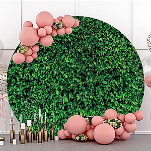 Leowefowa Greenery Round Backdrop Cover Green Leaves Round Backdrop 7.2ft Grass Backdrop Wall Circle Backdrop Stand Cover Safari Baby Shower Bridal Shower Wedding Anniversary Party Supplies Photo Prop
