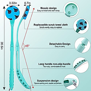 Back Brush Long Handle for Shower, 20.5” Bath Brush, Back Scrubber, Shower Body Brush with Curved Handle for Elderly Disabled, Limited Mobility, Frozen Shoulder,Men and Women