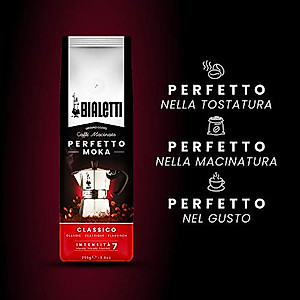 Bialetti Caffe Italian Roasted - 8.8 oz Espresso Ground Coffee - Classico Perfect for Moka - Intensity 7
